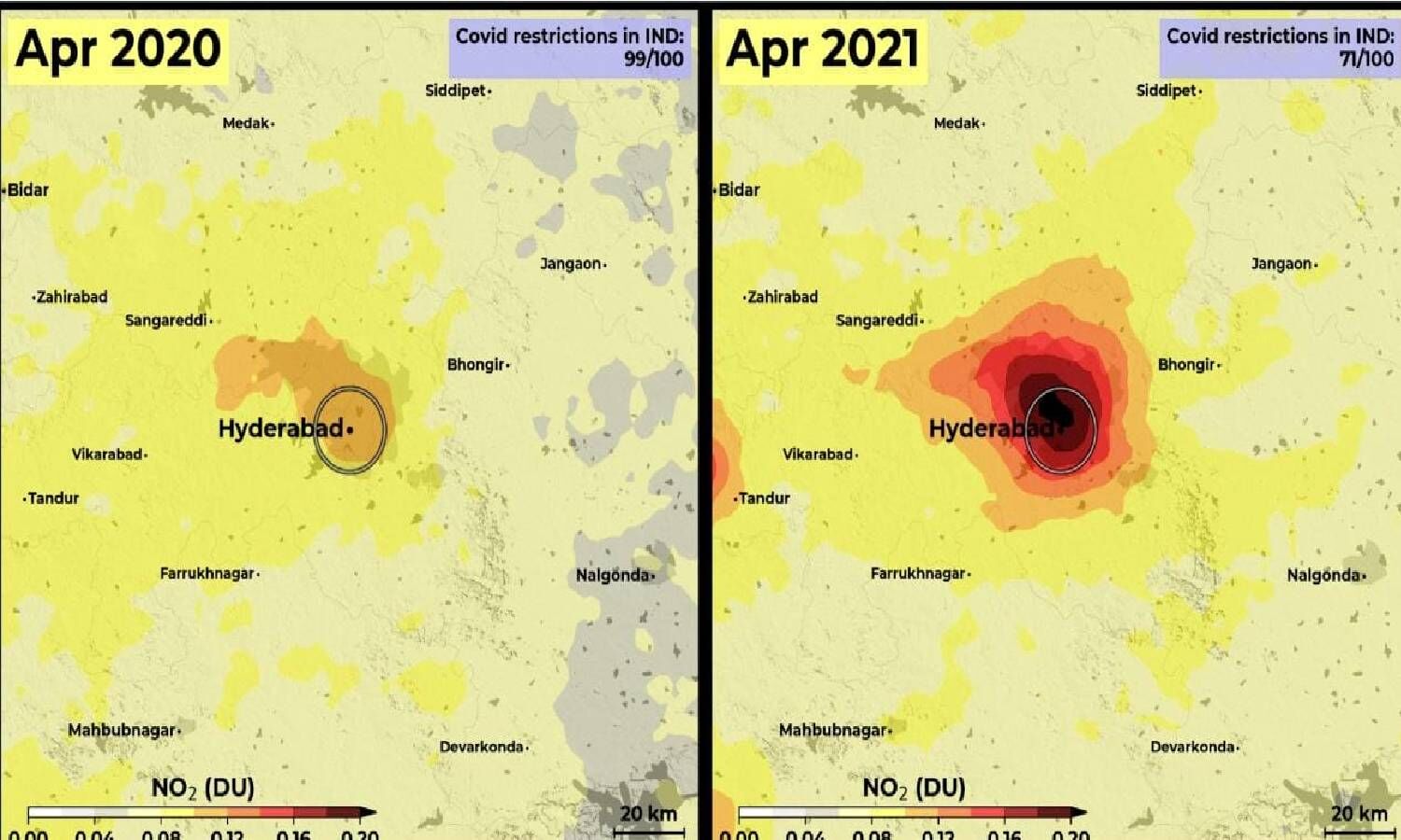NO2 pollution level in Hyderabad increases by 69% in April: Report