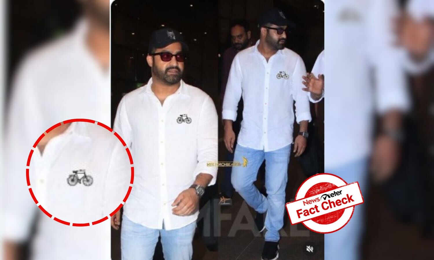 Fact Check: Viral image of Jr NTR wearing TDP election symbol on shirt is morphed