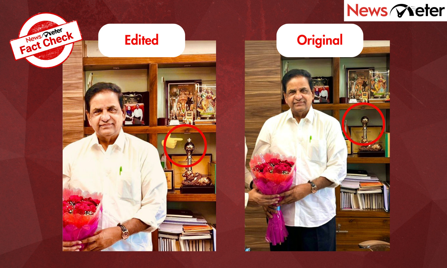 Fact Check: Christian cross in TTD chief BR Naidu’s office? Photo is edited