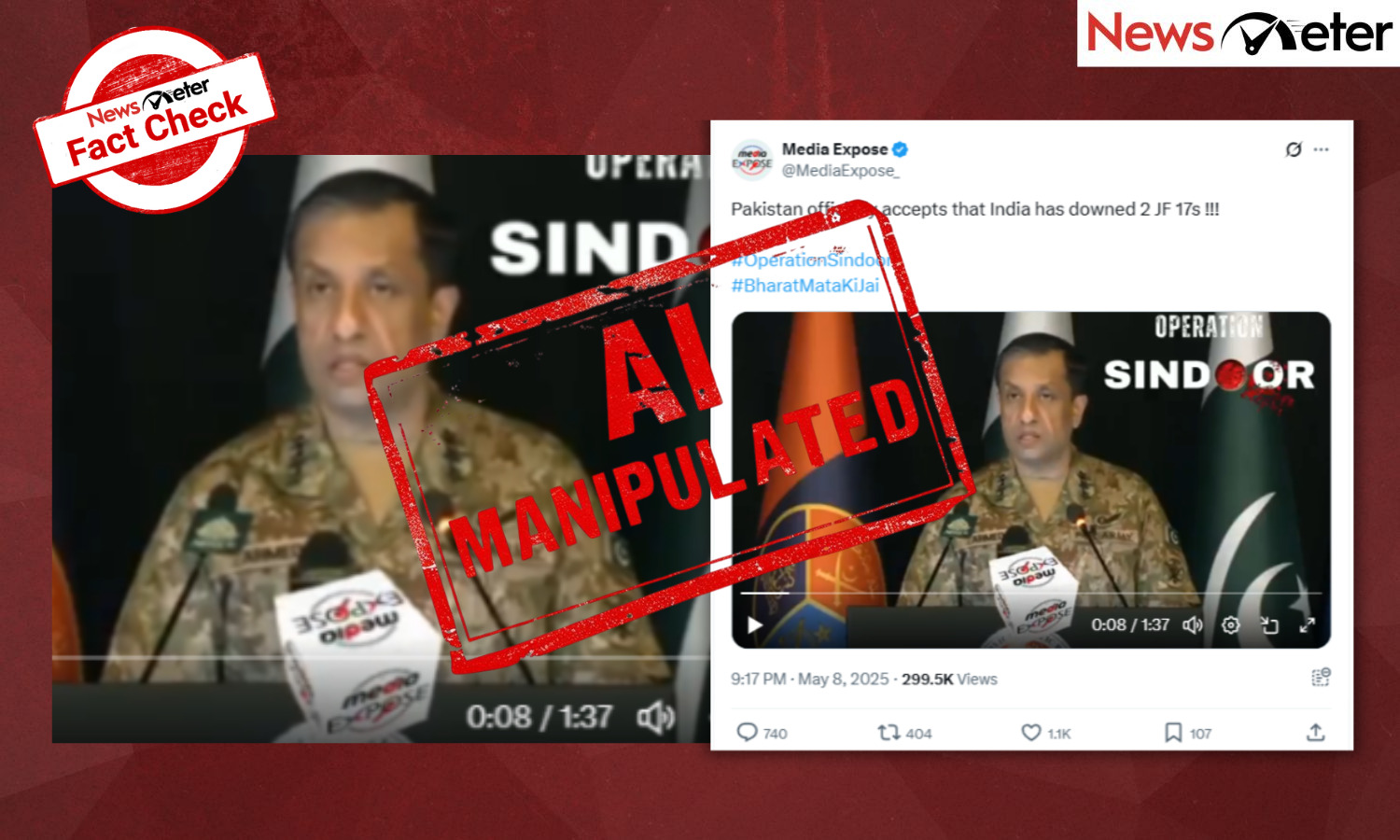 Fact Check: Pakistan’s General admits to losing two JF-17 fighter jets ...