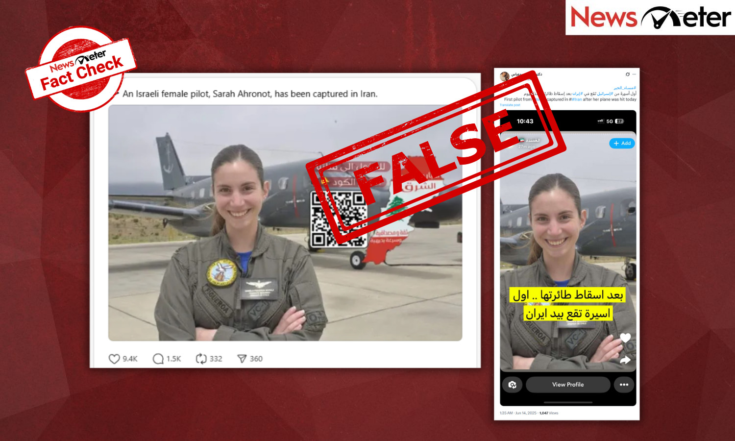 Fact Check: Female Israeli pilot captured by Iran? No, image shows a ...